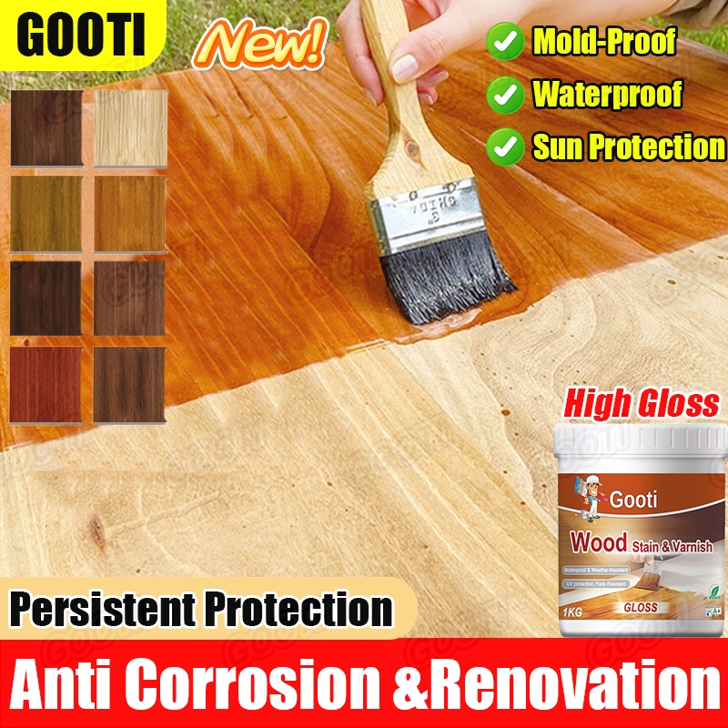 GOOTI High Gloss Wood Stain Wax Oil Paint Anti-Corrosion Wood Furniture ...