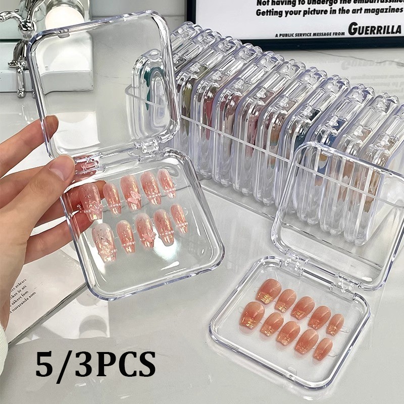 5/3pcs Nail Tips Display Box Nails Organizer Press on Fake Nail Storage ...