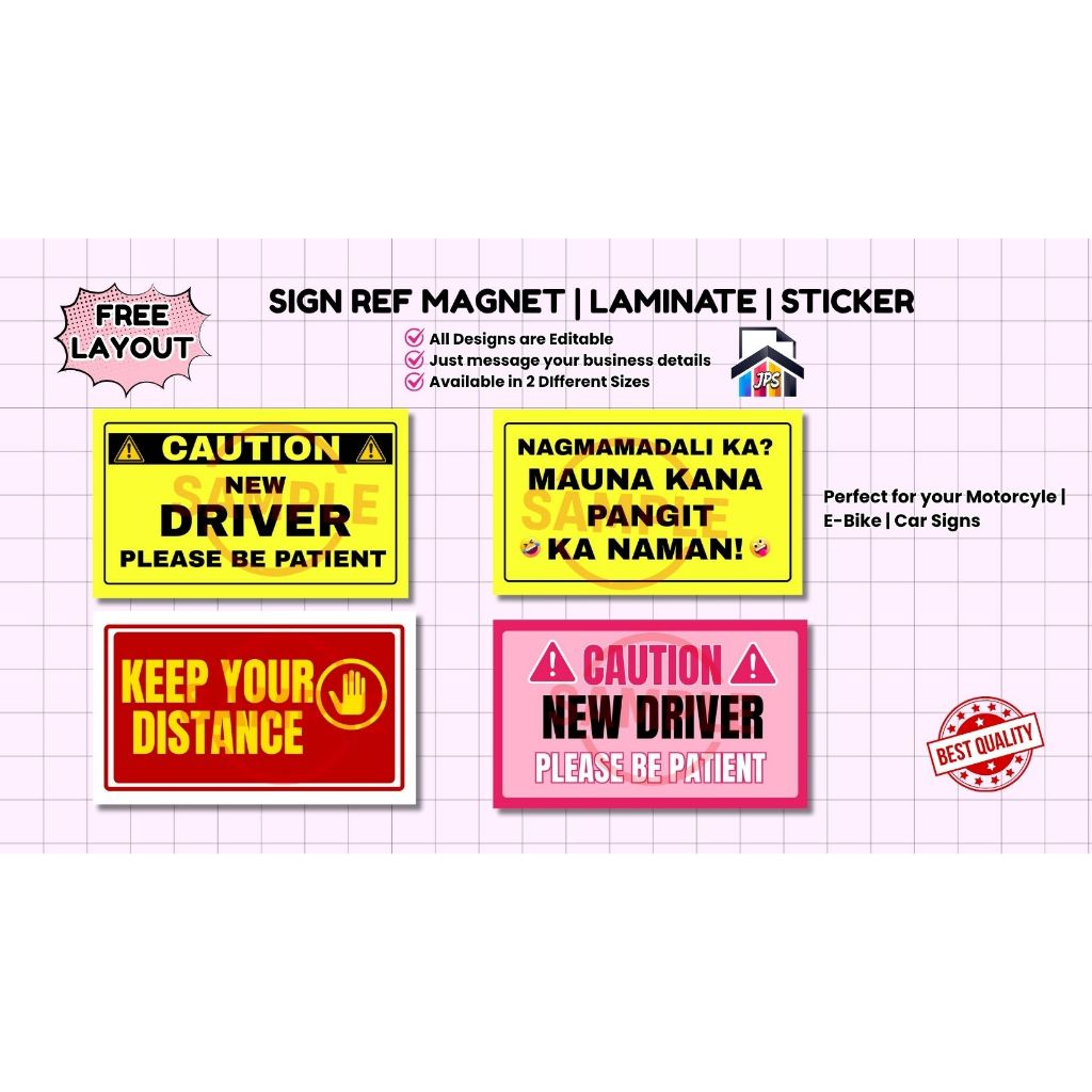 NEW DRIVER SIGN STICKER | MAGNET SIGN FOR MOTOR | EBIKE | CAR SIGN NEW ...