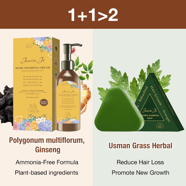Janice Jo Herbal Hair Dye 300ml Usman Grass Hair Growth Soap 100g Anti ...