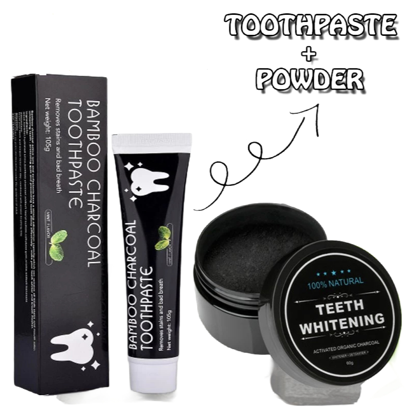 2 in 1 Bamboo Charcoal Teeth Whitening Whitener Charcoal Toothpaste and ...