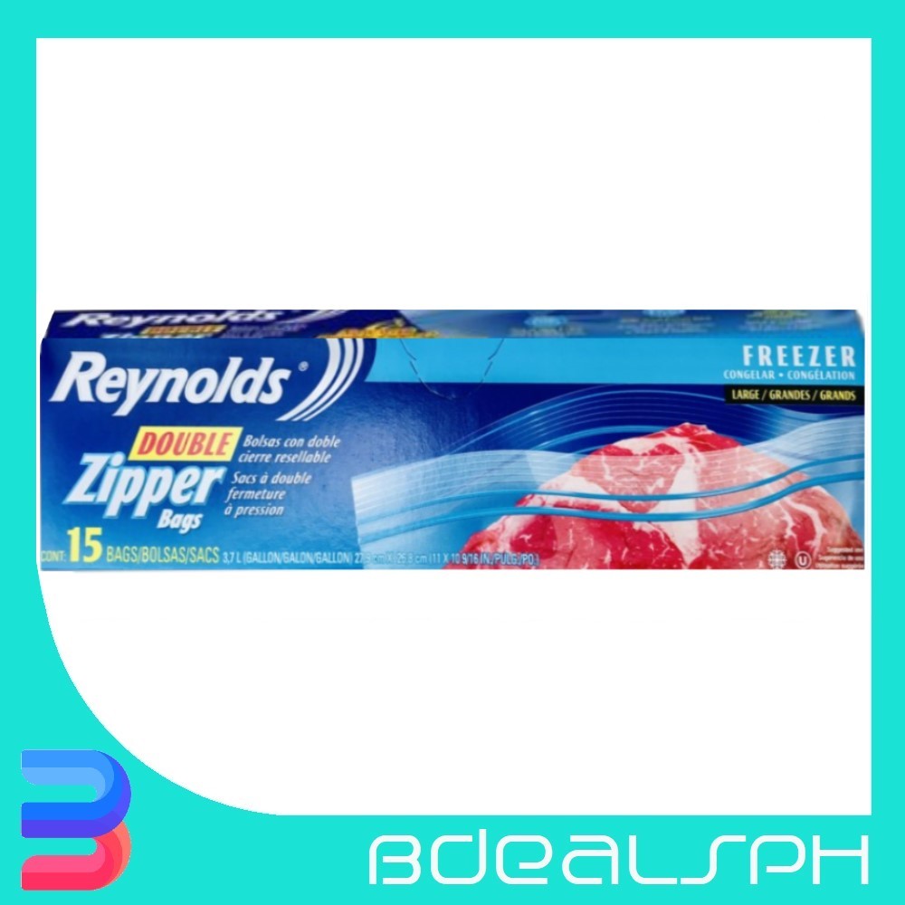 Reynolds Food Freezer Gallon / Large Double Zipper with Expandable ...