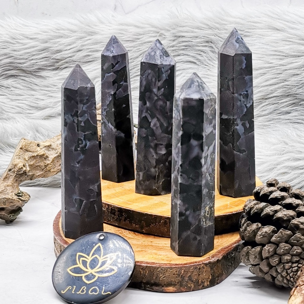 Indigo Gabbro Tower (Transformation & Balance) Mystic Merlinite Crystal ...