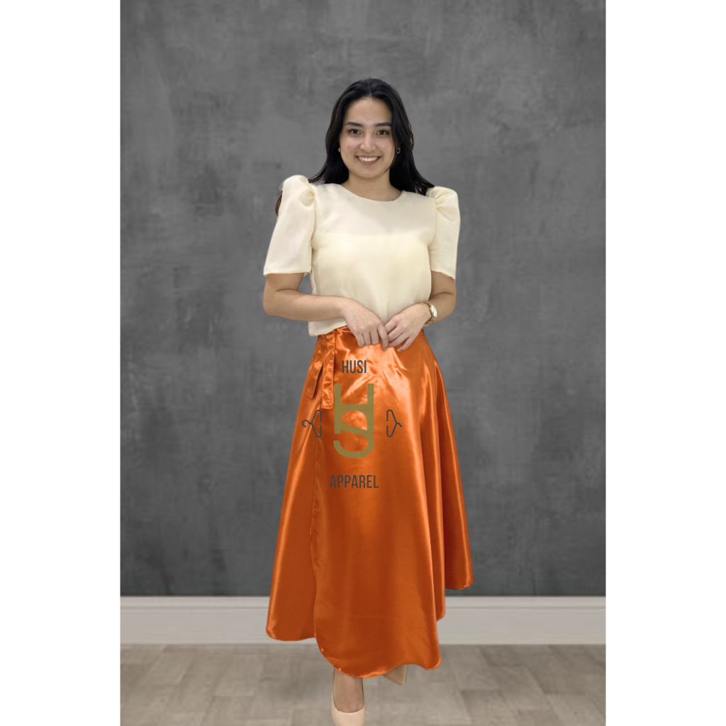 MODERN FILIPINIANA JUCI BOLERO AND SKIRT RUST ORANGE | Shopee Philippines