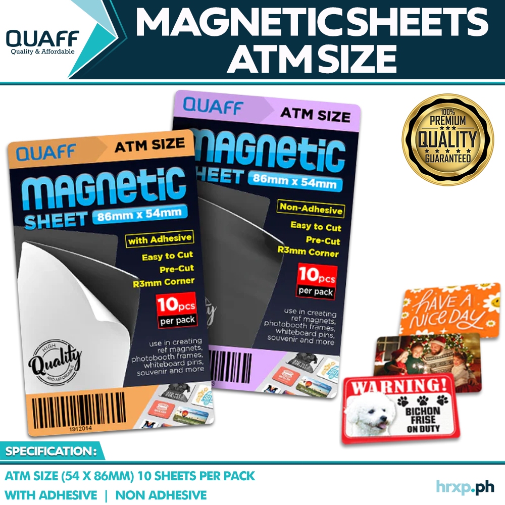 10sheets QUAFF Magnetic Sheets ATM Size with Adhesive and Non-Adhesive ...