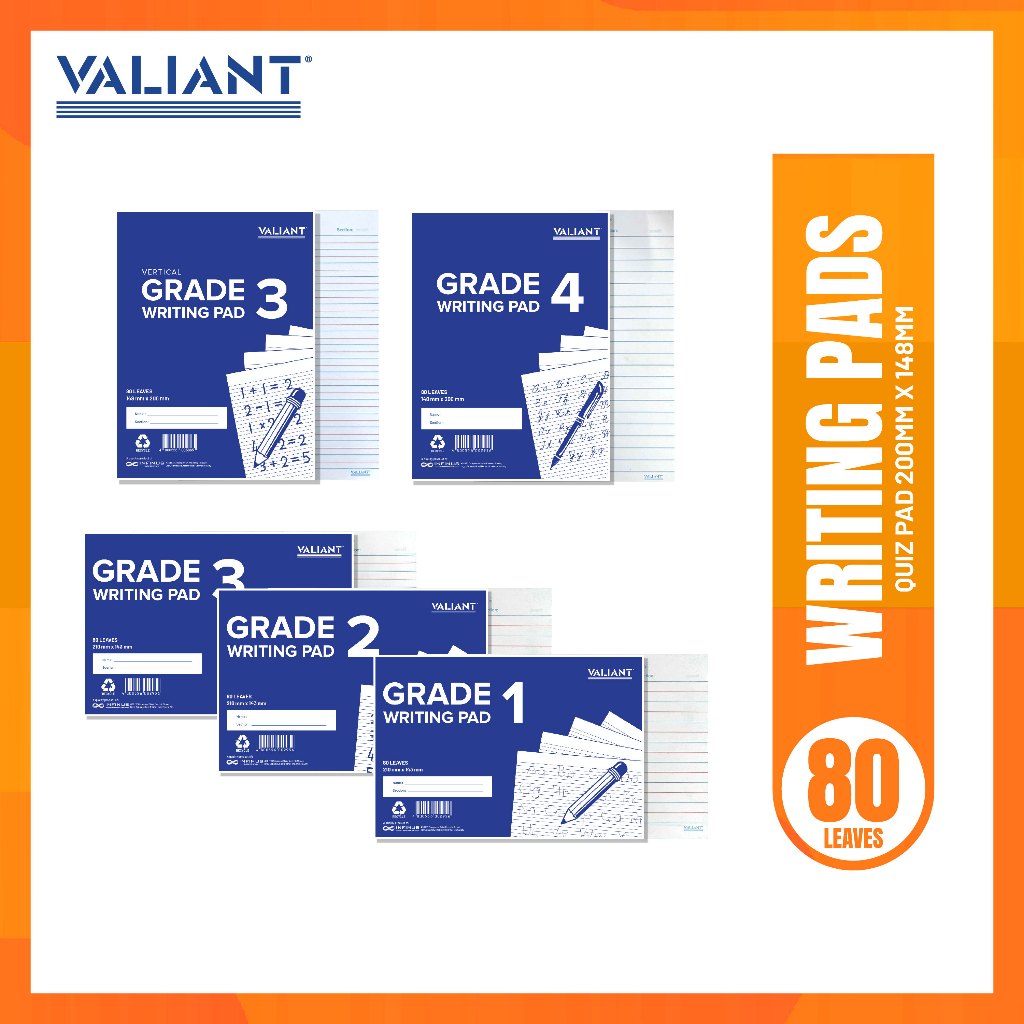 Valiant Writing Pads Grade 1-4 - 80 Sheets (Sold per 10 Pieces ...