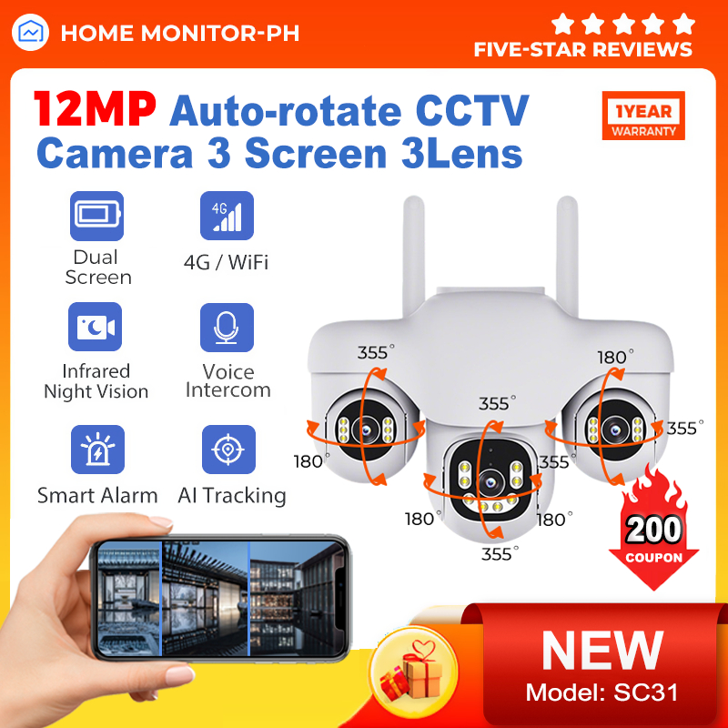 V380 Pro CCTV Camera Outdoor 12MP 4G/WiFi 3 Lens App Control Auto ...