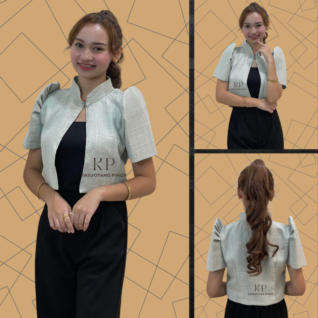 Kasuotang Pinoy Modern Filipiniana Bolero Gazar | Shopee Philippines