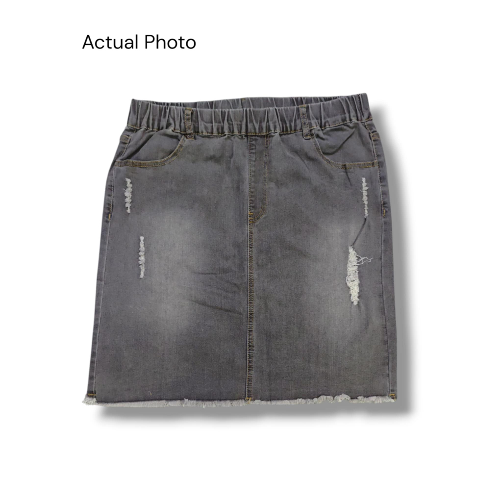 Plus Size High Waist Stretchable With Minimal Tattered Frayed Hem Skirt ...