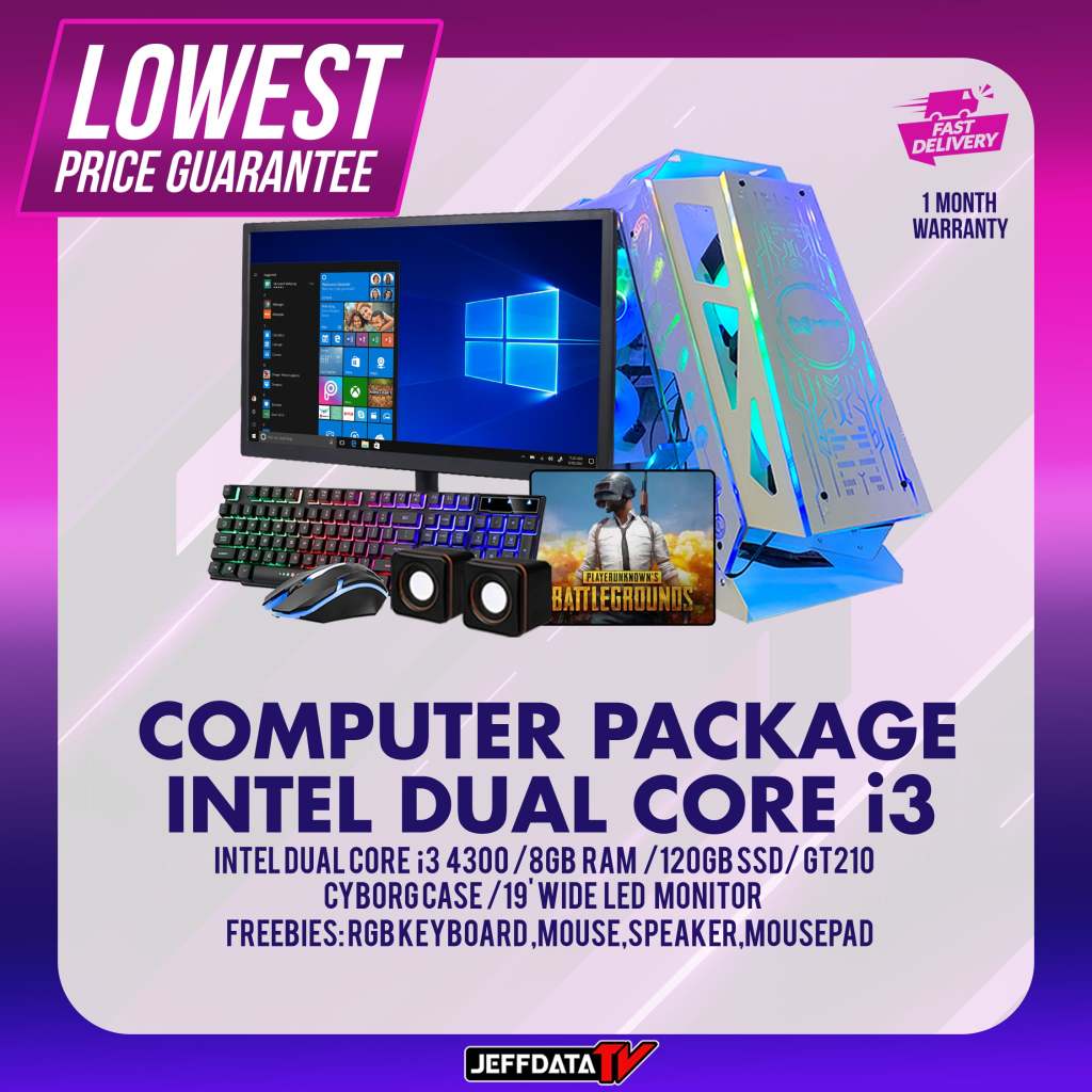 COMPUTER SET i3 4th CYBORG CASE 8GB RAM 120GB SSD GT210 20 LED MONITOR ...
