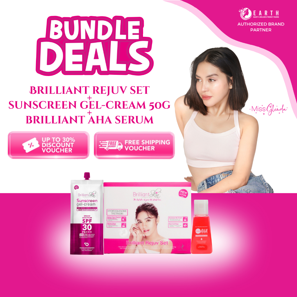 BRILLIANT REJUV SET + AHA SERUM + SUNSCREEN GEL-CREAM 50 GRAMS | Shopee ...