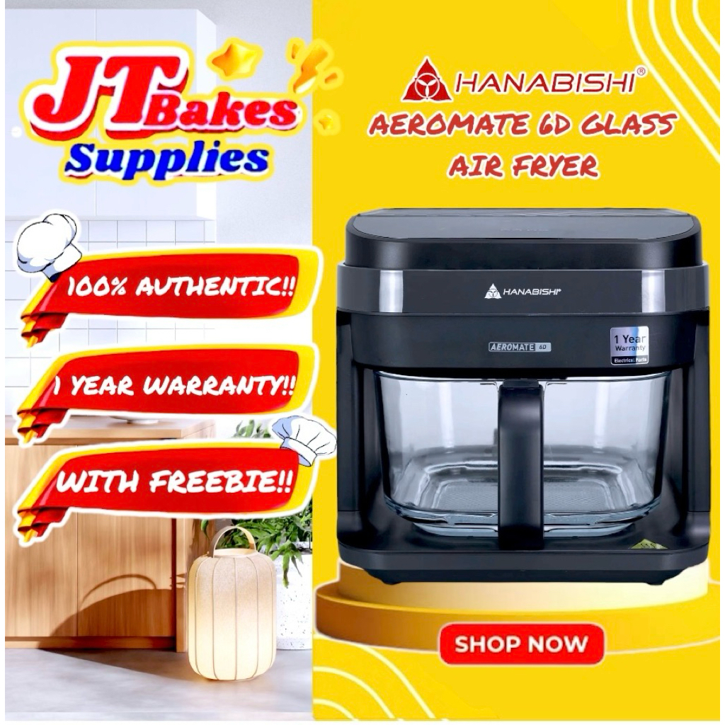 Hanabishi Aeromate 6D Glass Air Fryer HAFRYER60GLDIG 6 Liters Digital ...