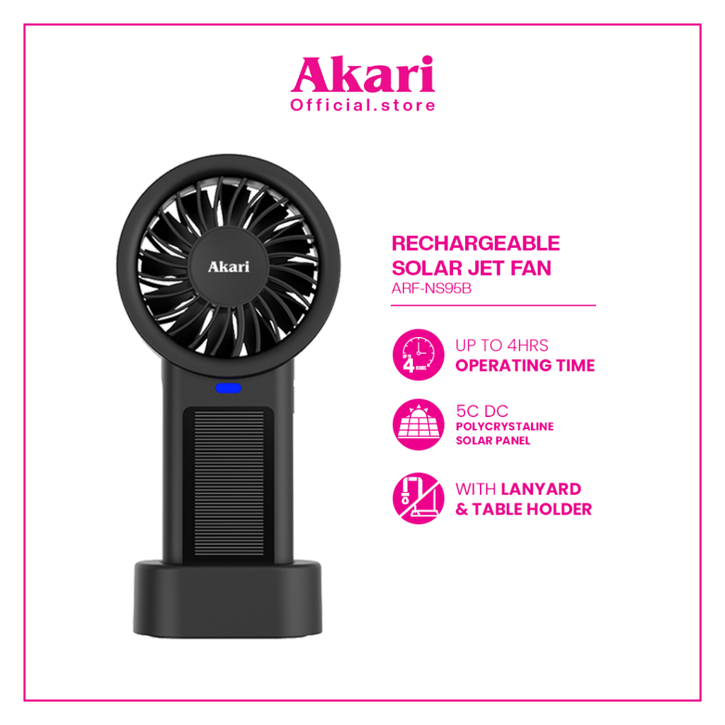 Akari Emergency Rechargeable Solar Jet Fan (ARF-NS95B) | Shopee Philippines