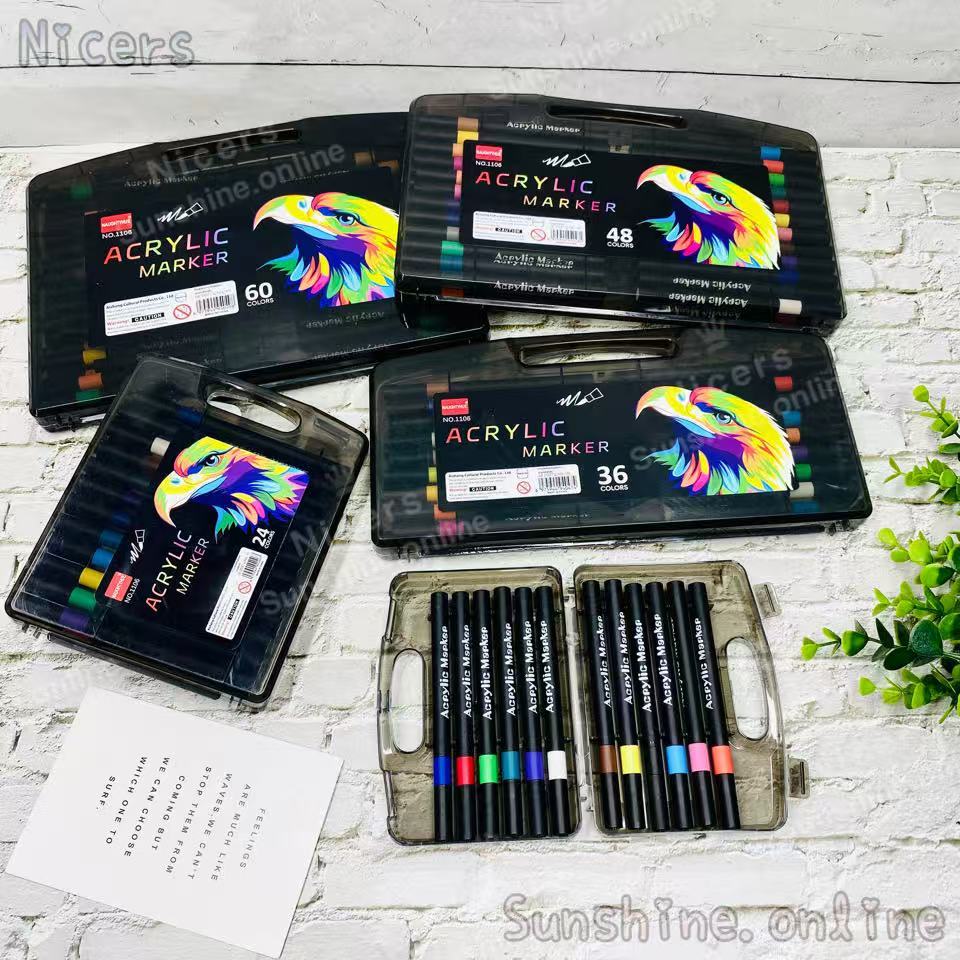 Acrylic Marker Pen 12/24/36/48/60 Colors Set Black Box Highligher ...