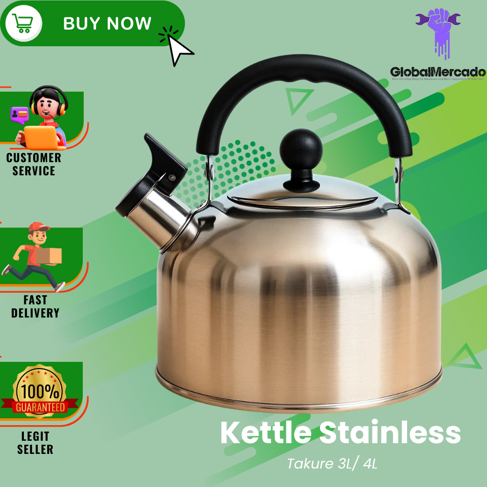 Stainless Steel Kettle with Plastic Handle and Rubber Grip takuri ...