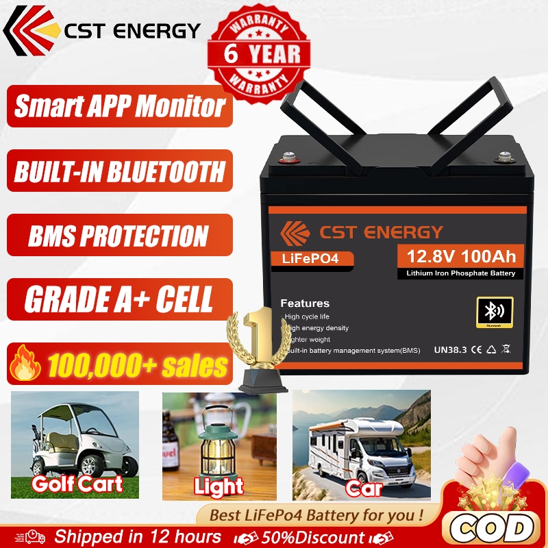 CST ENERGY 12V 100Ah LiFePo4 Battery with 100A BMS,10000+deep cycles ...