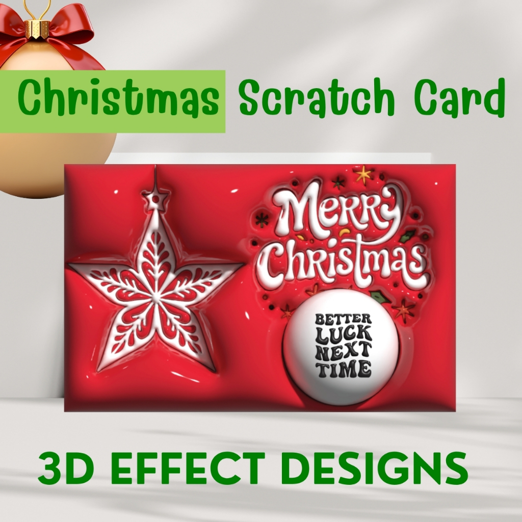 Christmas Holiday Scratch It Card Game Scratch Cardwith 3D EFFECT with ...