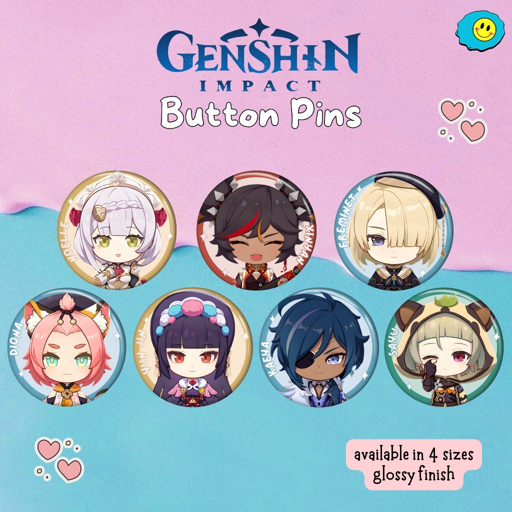 Genshin Impact Button Pin Badge Anime Button Pins 25mm 32mm 44mm 58mm ...