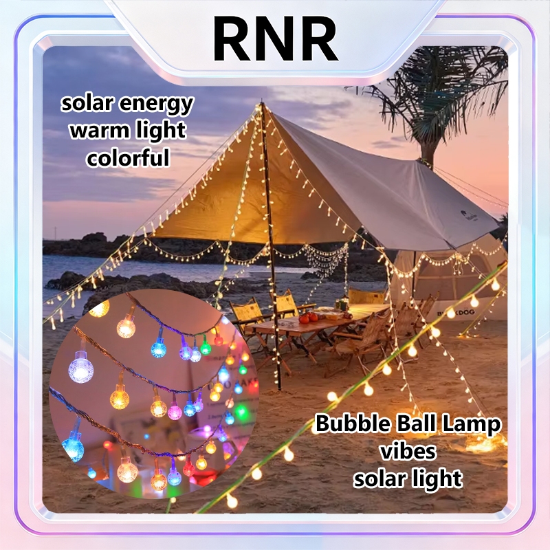 Solar Outdoor Camping Awning & Bubble Ball String Lights - Warm ...