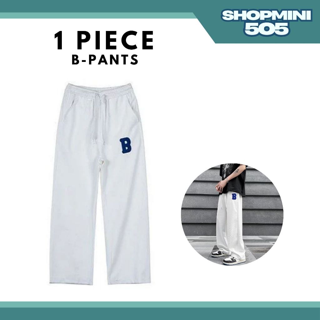Waffle pants loose straight cut pants Letter B sweatpants | Shopee ...