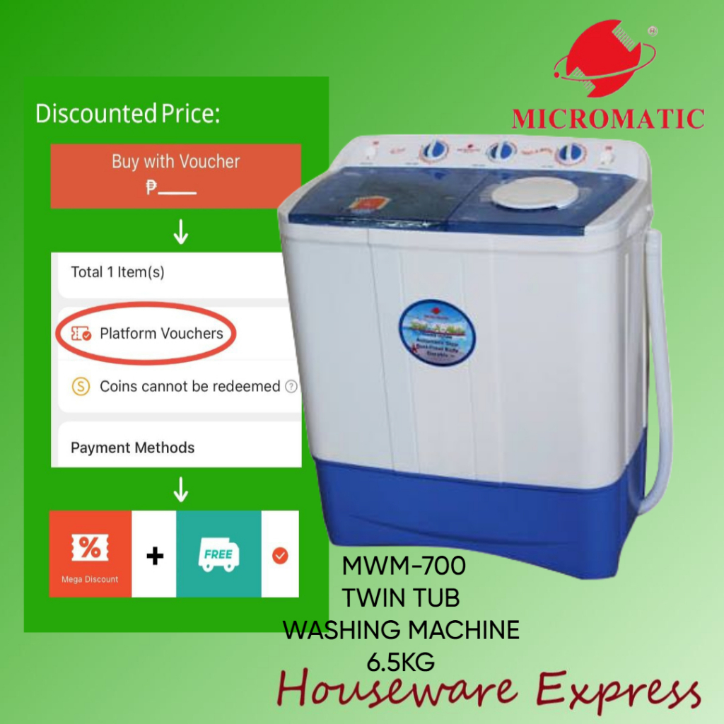 Micromatic MWM-700 6.5kg Twin Tub Washing Machine | Shopee Philippines