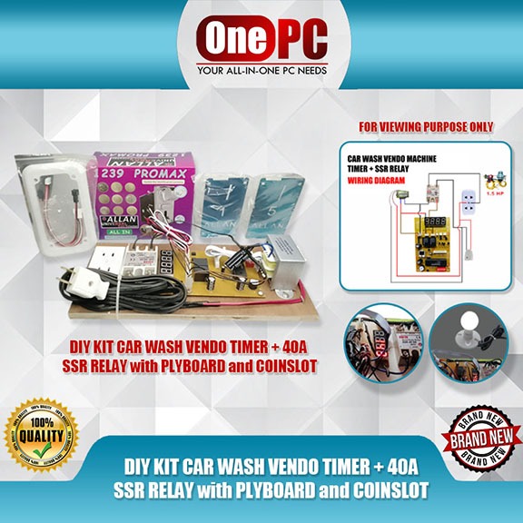 ONEPC DIY KIT CAR WASH VENDO TIMER + 40A SSR RELAY with PLYBOARD and ...