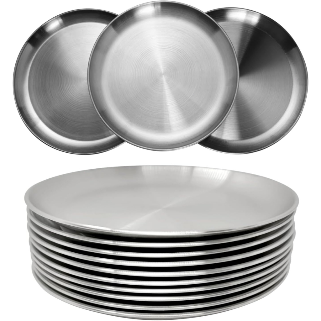 European Style Dinner Plates Western Steak Round Tray 304 Stainless ...