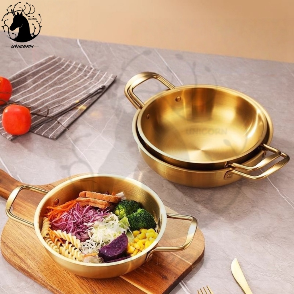 Colorful Korean Style Ramen Pot Stainless Steel Gold Soup Cooking Pot ...