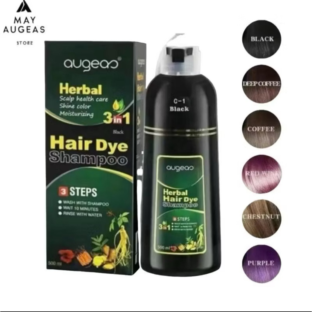 FDA Approved Akrymi Augeas Hair Color 500ml Herbal Hair Dye Shampoo 500ml Hair Coloring 7 colors ...