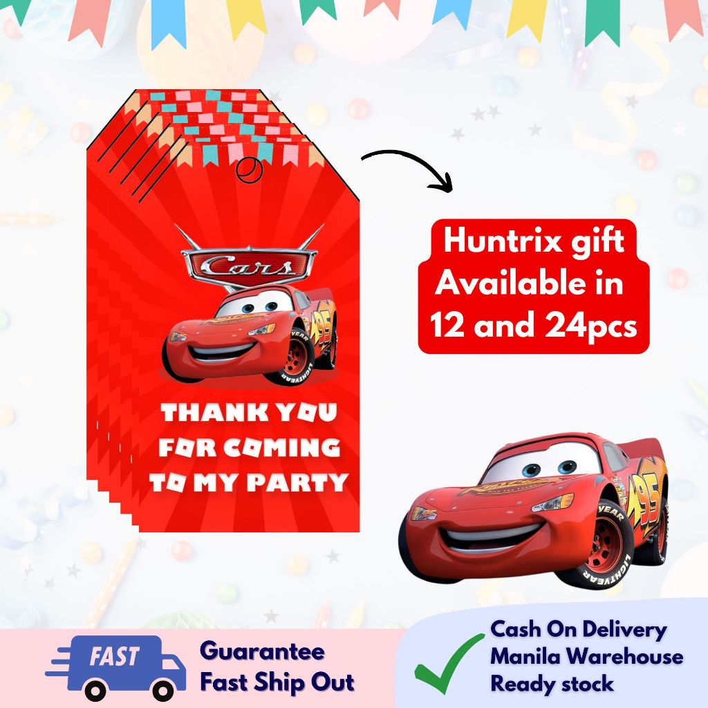 Partify 12pcs Cars Gift tag theme gift tag cards for kids birthday ...