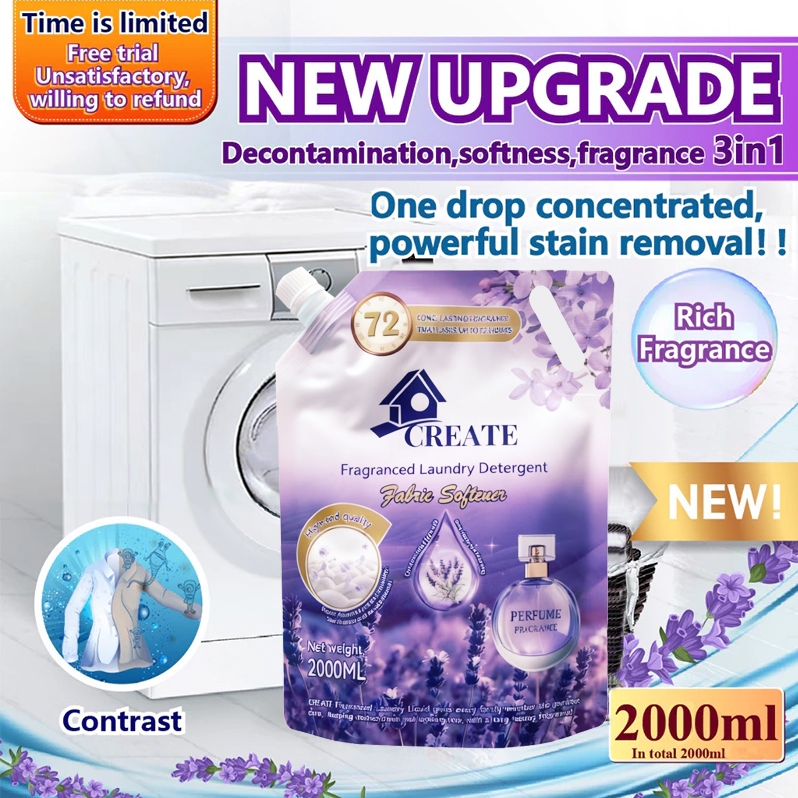 2000ML laundry detergent liquid 72h Waiting for love scent 3in1 fabcon ...