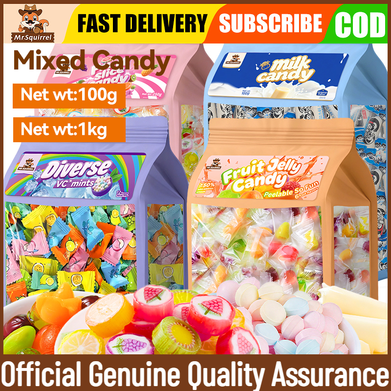 Mr.Squirrel Snacks Mint Candy Mixed Fruit Flavored Sweet Hard Candies ...