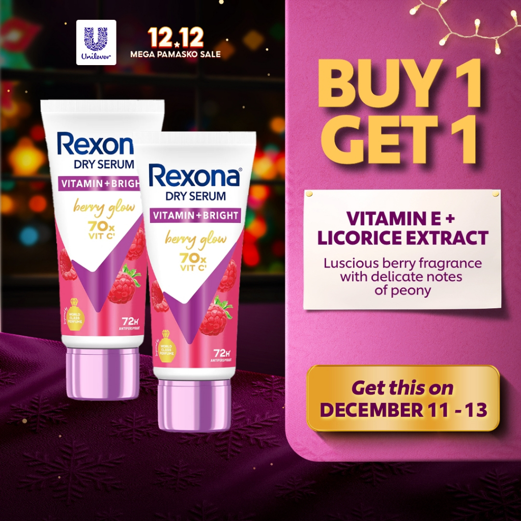 [BUY 1, GET 2ND 80% OFF] Rexona Vitamin + Bright Berry Glow Deodorant ...