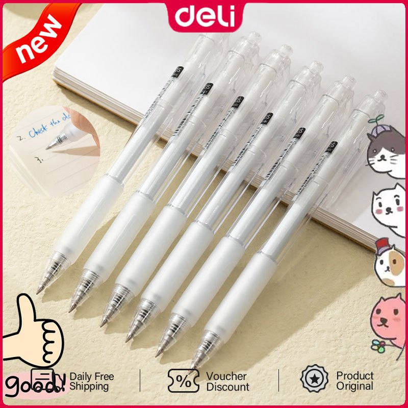 Deli Press Gel Pen 0.5mm Smooth Slide Press Pen for Student Writing 1 ...