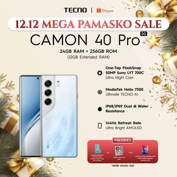 [NEW] TECNO Camon 40 Pro 5G 12GB| SONY 50MP AI Flash Snap | 144Hz ...