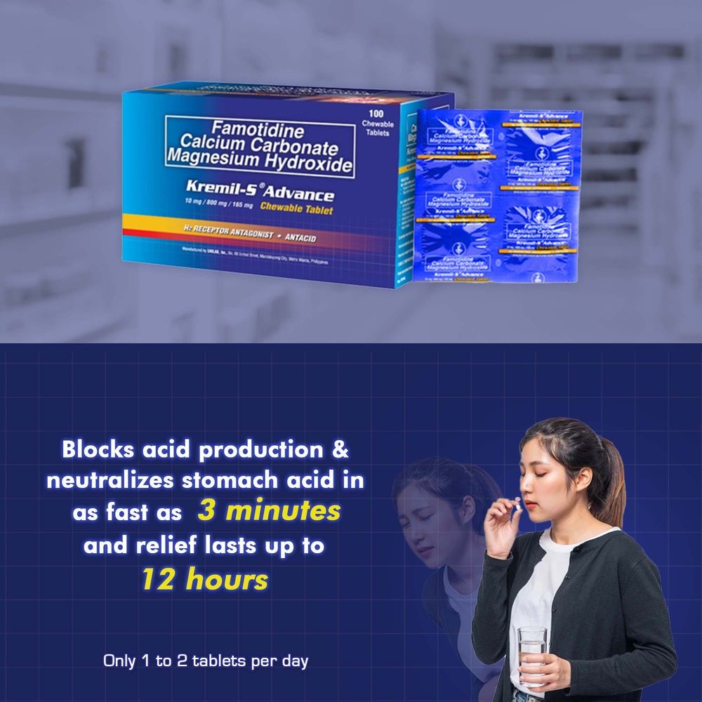 Unilab Kremil-S Advance Antacid 40 Tablets - For All-Day Relief for ...
