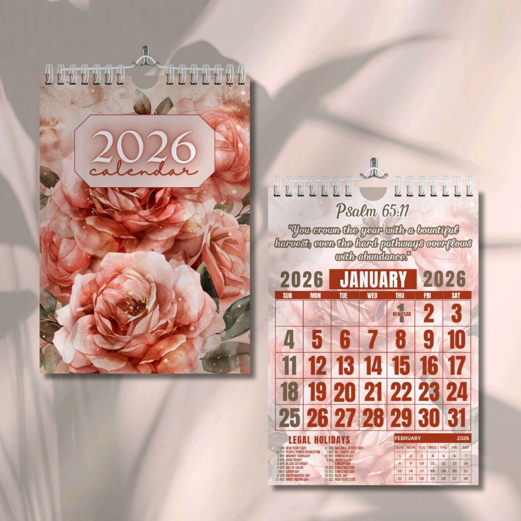 2026 Bible Verse Wall Calendar A4 Size Portrait | Floral |Christian ...
