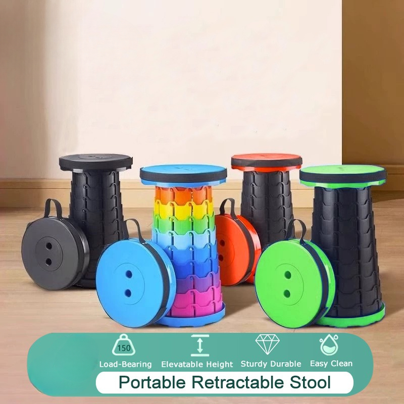 Portable Foldable Telescoping Camping Stool – Height Adjustable ...