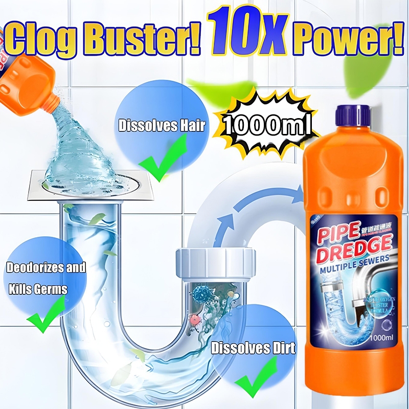 1000ML Drain Cleaner – Powerful Pipe Dredging Agent for Toilet, Sink ...