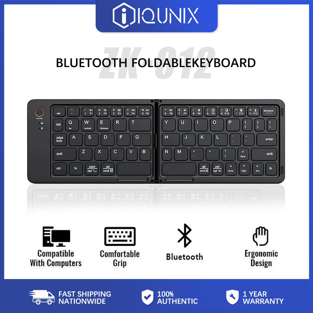 IQUNIX Wireless Bluetooth Foldable Keyboard Compatible With iOS Android ...