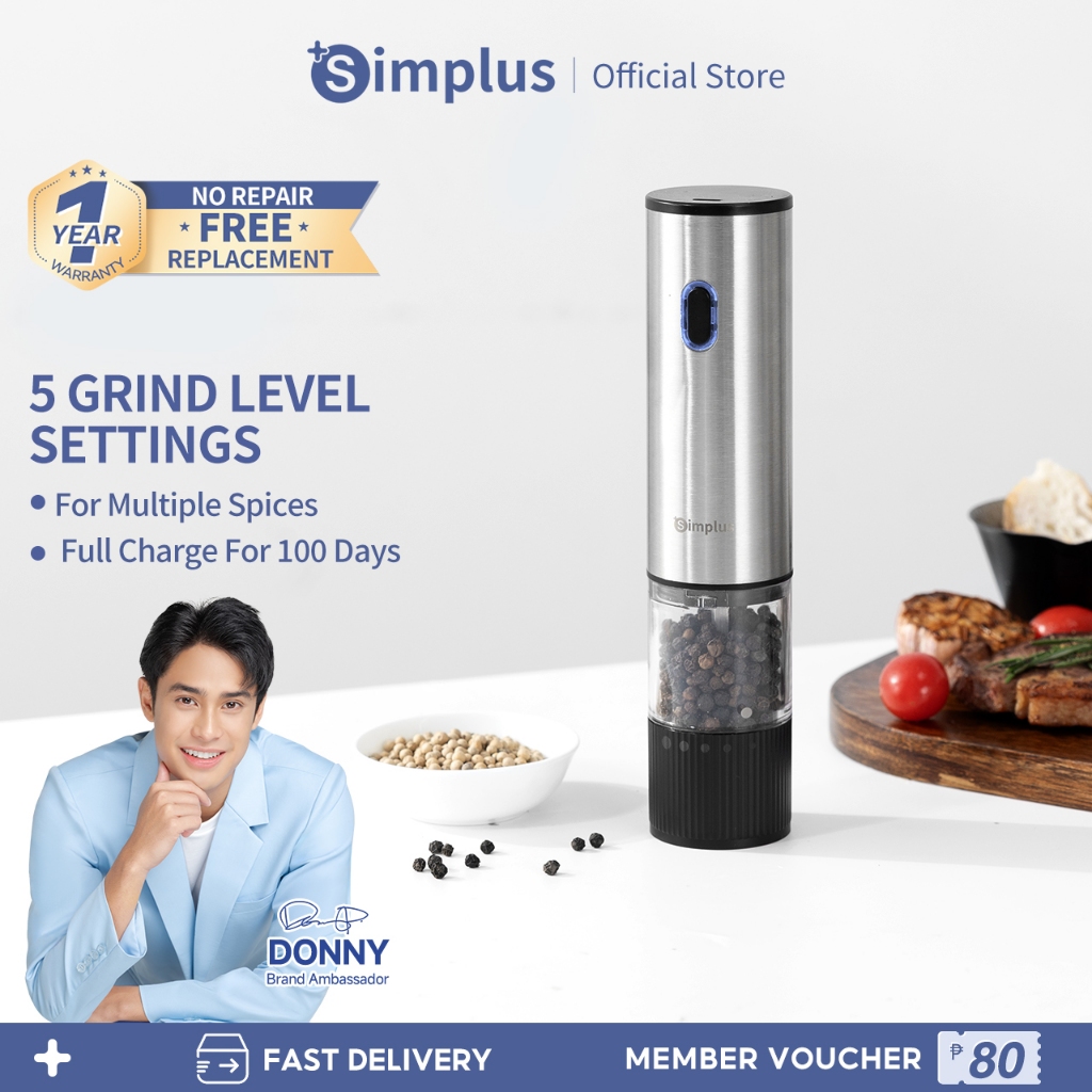 Simplus Electric Spice Grinder Salt Pepper Grinder Seasoning Container ...