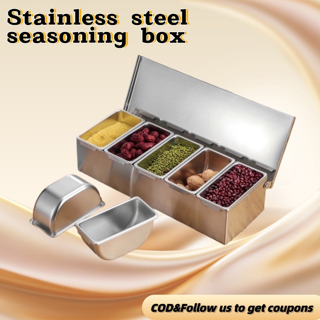 Stainless Steel Seasoning Restaurant Chef with Lid Storage Box ...