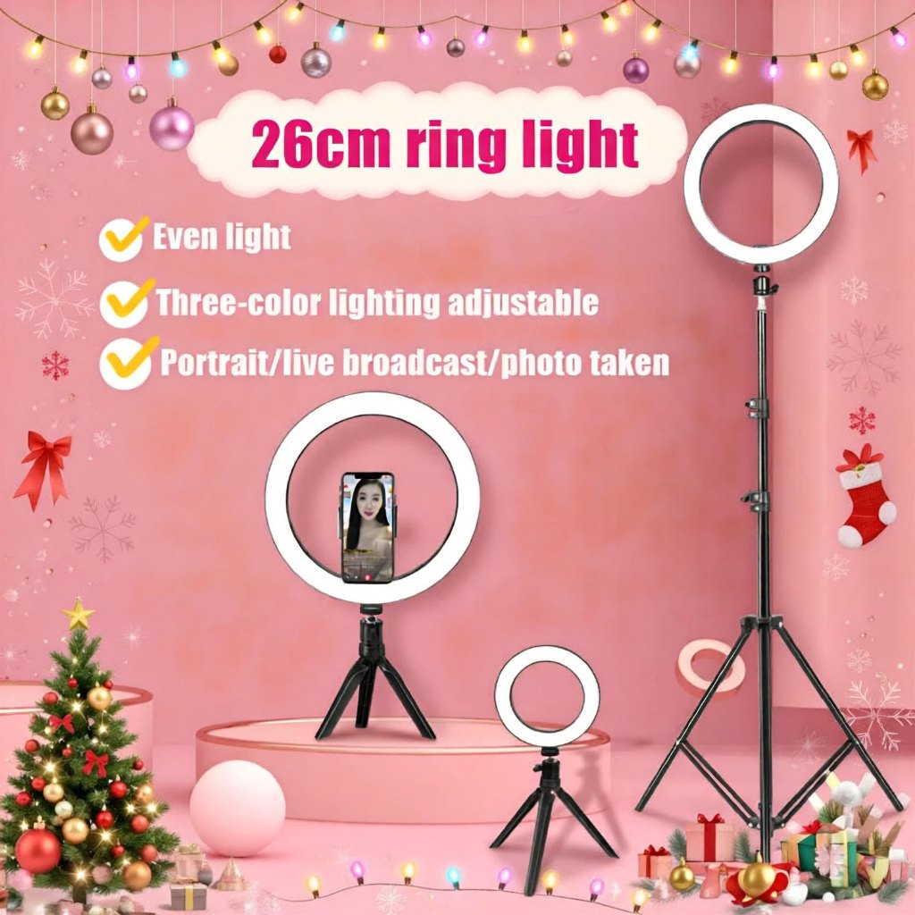 26cm ring light three-color light adjustable for portrait/live ...