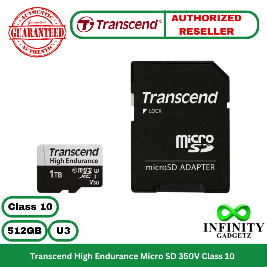 Transcend High Endurance 1TB Micro SD 350V Class 10 for CCTV and ...