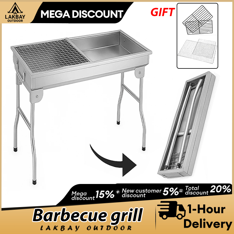 WTHB BBQ griller stainless Heavy Duty with stand Portable Camping Grill ...
