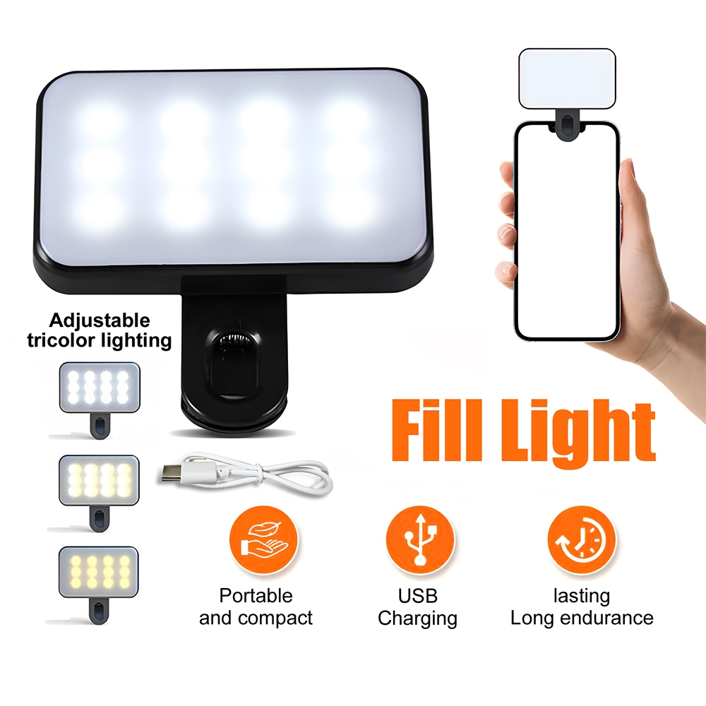 Mini Clip-on USB Rechargeable Ring Light | 3-Color Adjustable Fill ...