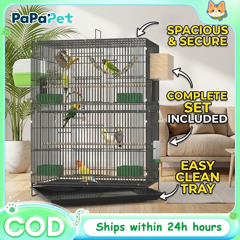 Papapet Bird Cage Double Layer Tall Parrot Cage High Profile Breeding ...