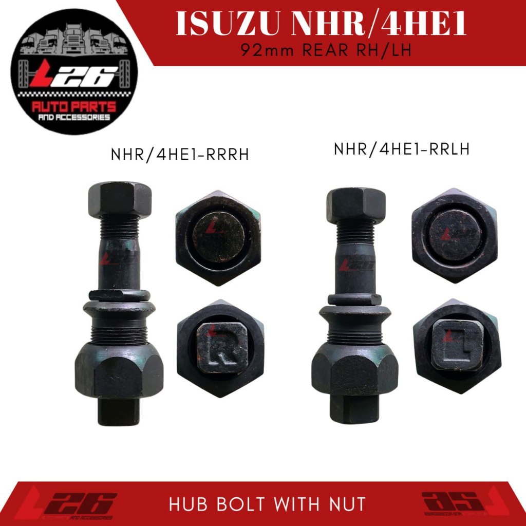 92mm Isuzu NHR/4HE1 REAR HUB BOLT WITH NUT STUD WHEEL HUB DRUM RH/LH ...