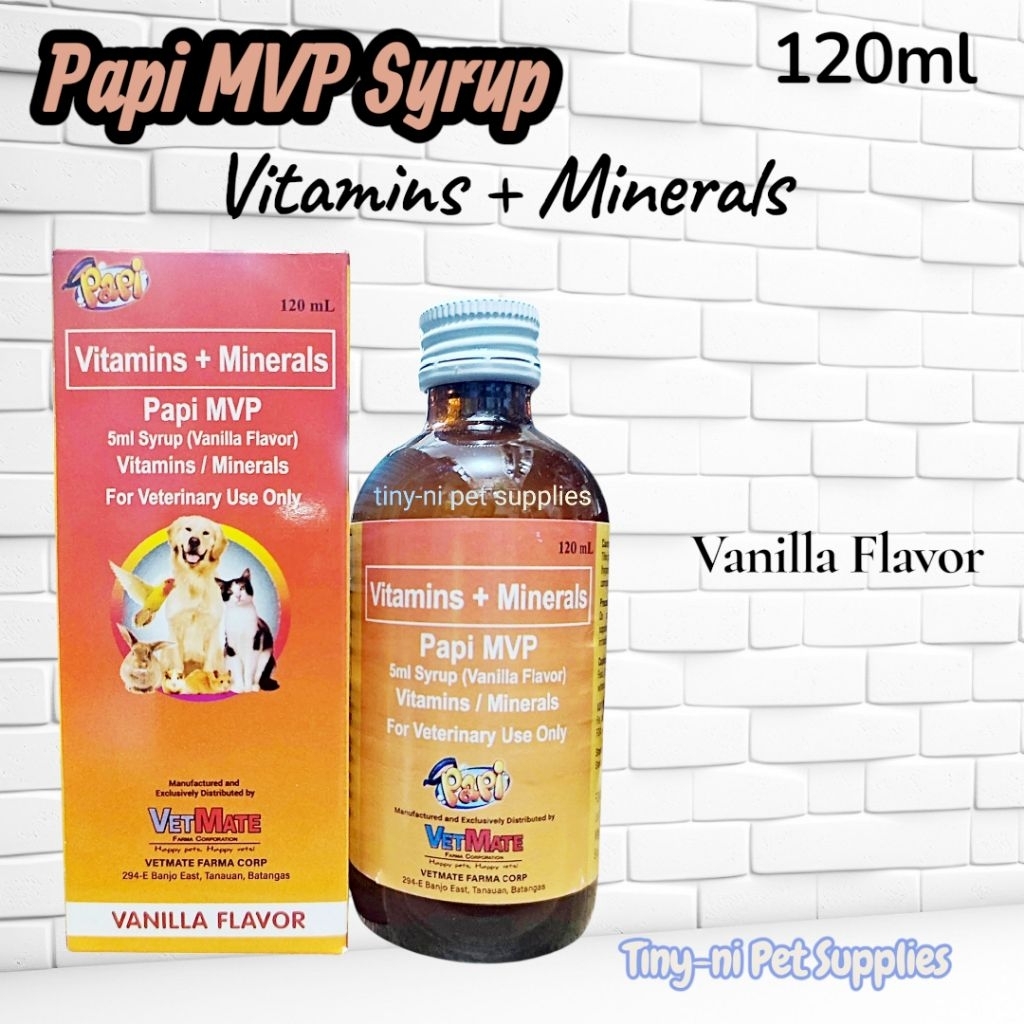 Papi MVP_pet Syrup for Dog Cat|120ml Multivitamins + Minerals | Shopee ...