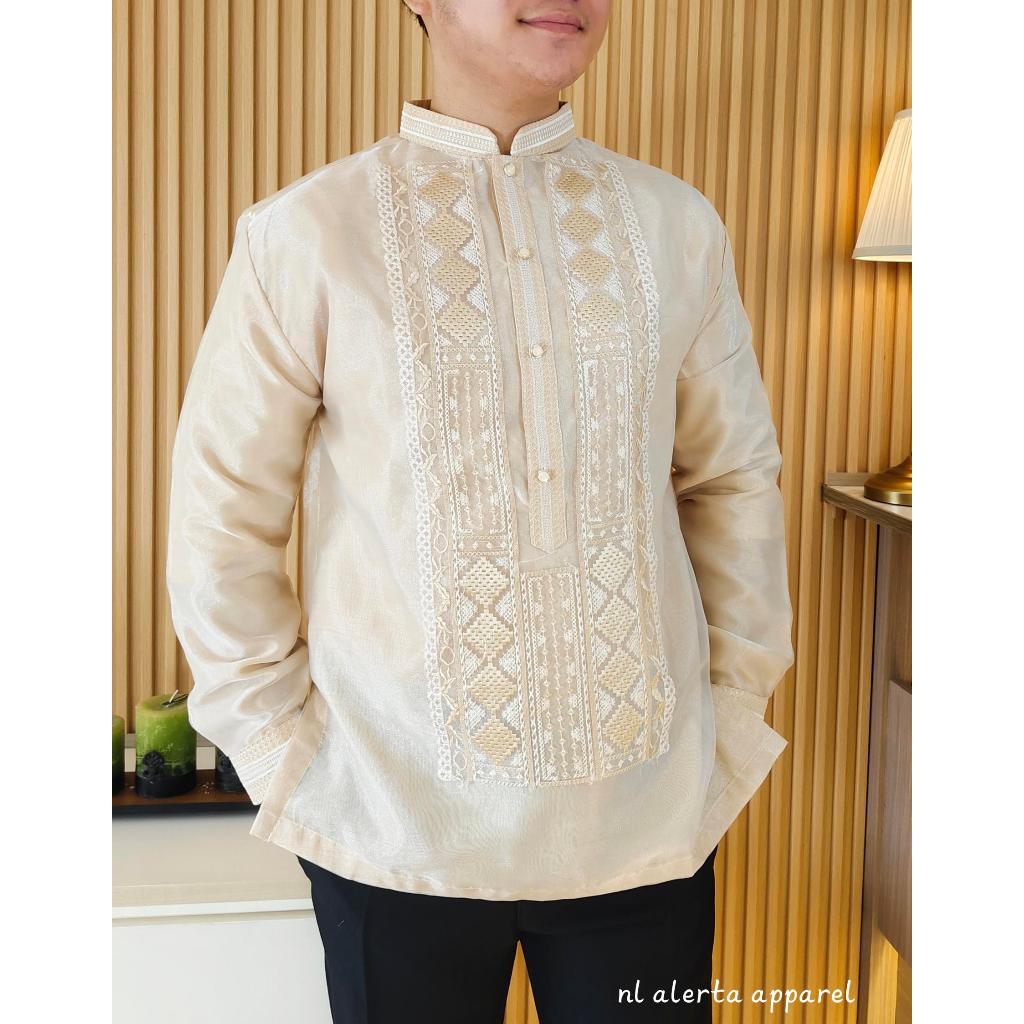 MODERN BARONG TAGALOG PURE EMBROIDERED CHINESE COLLAR HALF BUTTON FOR ...
